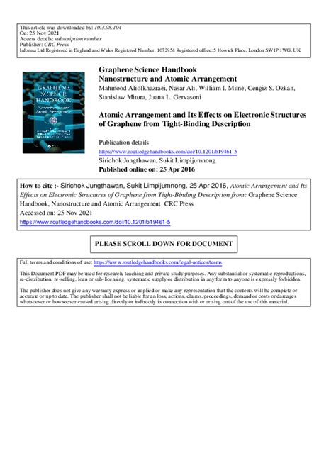 Pdf Graphene Science Handbook Nanostructure And Atomic Arrangement