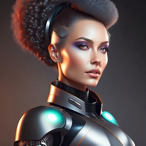 Premium Ai Image Portrait Of A Robot Woman Cyborg In Cyberpunk Style