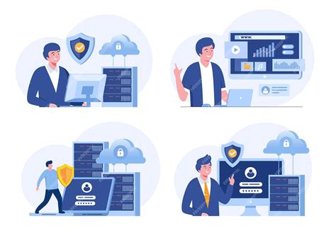 Premium Vector Cyber Security Data Protection Metaphors Set Database Cyber Security Control