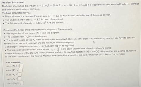 Solved Problem Statement The Beam Shown Has Dimensions A Chegg
