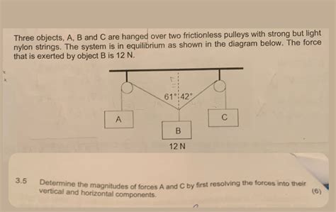 Three Objects A B And C Are Hanged Over Two Frictionless Pulleys With