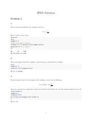Hw6 Solution Pdf HW6 Solution Problem 1 1 We Can Use The Formula For The Confidence Interval