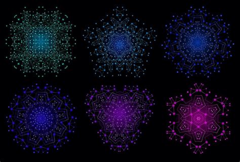 Premium Vector Vector Colorful Bright Lattice Shape Molecular Structure With Lines And Dots