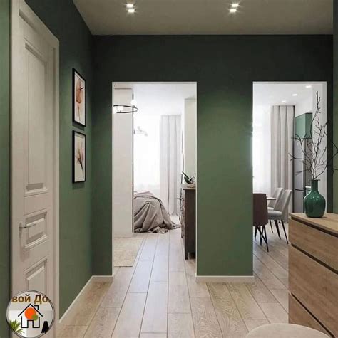 Красивый дизайн с акцентом на приятный оттенок зелёного цвета Дизайн Интерьер Дизайн квартиры