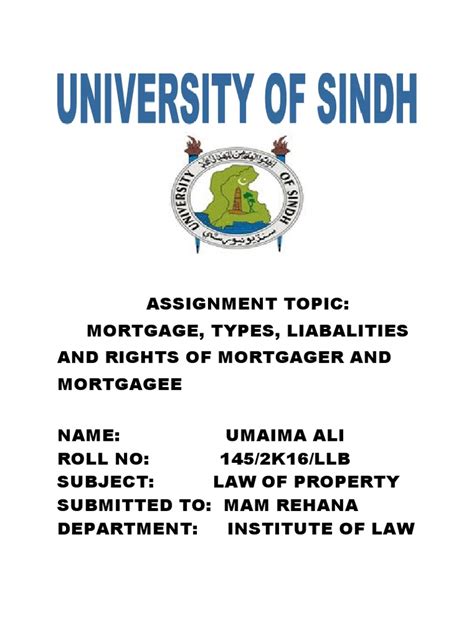 Assignment Topic Pdf Mortgage Law Mortgage Loan