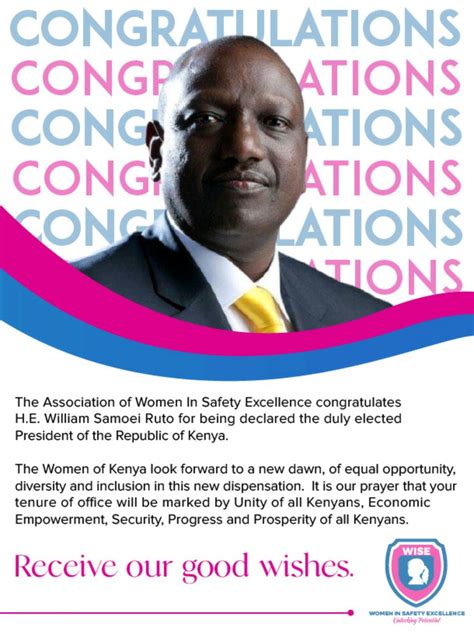 Congratulations Williamruto Williamsamoeiruto President Kenya Priscah M Mulinge Msc
