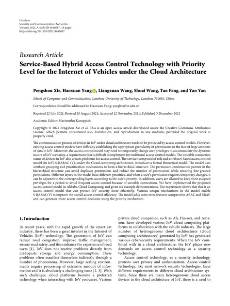 Full Article Service Based Hybrid Access Control Technology With Priority Level For The