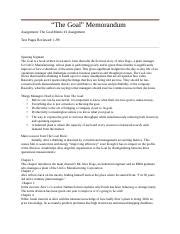 The Goal Memo 1 Assignment Docx The Goal Memorandum Assignment The Goal Memo 1 Assignment