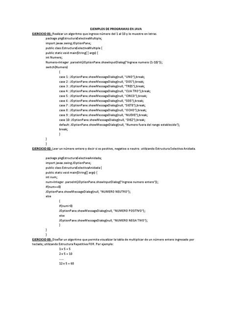 Ejercicios Java 6 Ciclo Pdf Variable Informática Matemáticas Aplicadas