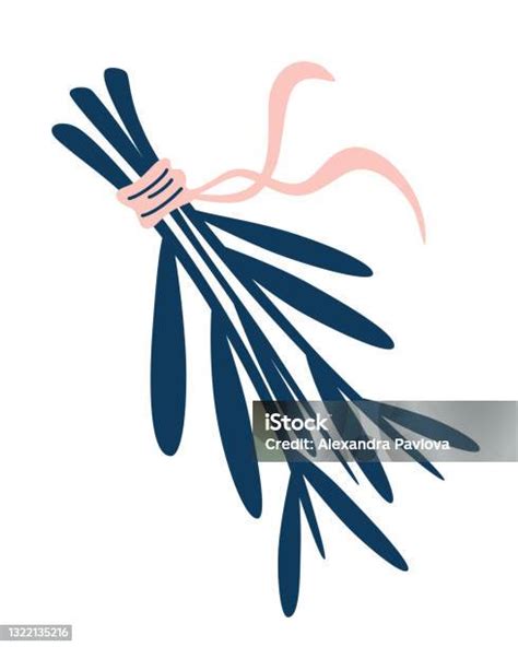 허브의 무리 마법 향기 의식 한방 의학에 대한 일러스트 레이션 말린 허브 무리와 활이 달린 밧줄로 묶여 있습니다 흰색 배경에 격리 된 허브 벡터 그림 0명에 대한 스톡 벡터