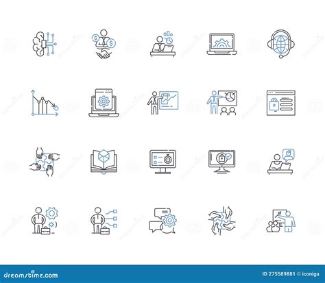 Data Metrics Linear Icons Set Analytics Metrics Statistics KPIs