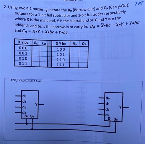Solved Using An Mux Create A Circuit To Generate Chegg Com