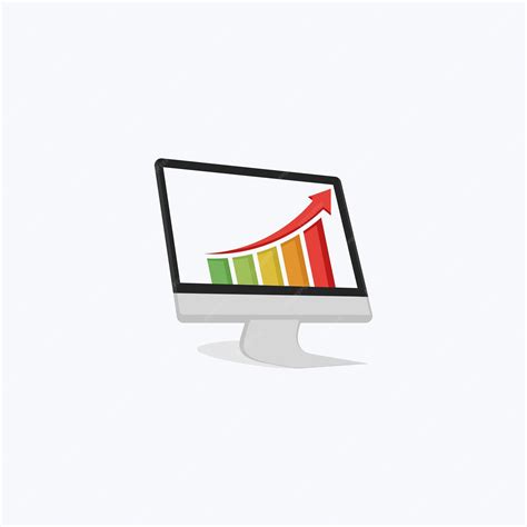 Premium Vector Vector Screen Of Computer Bar Graph Growth With Up