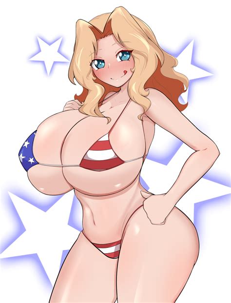 Rule 34 American Flag American Flag Bikini Blonde Hair Girls Und