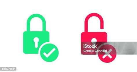잠금 아이콘 잠금 해제 기호 자물쇠 표지판 안전 기호 보안 아이콘 안전 버튼 빨강 녹색 색상 벡터 기호입니다 금고 보안 장비에 대한 스톡 벡터 아트 및 기타 이미지 Istock