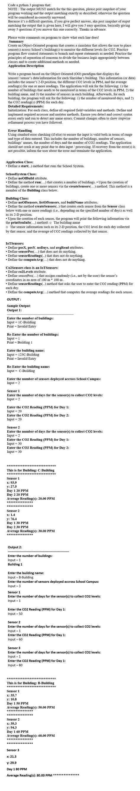 Code A Python 3 Program That Note The Output Must