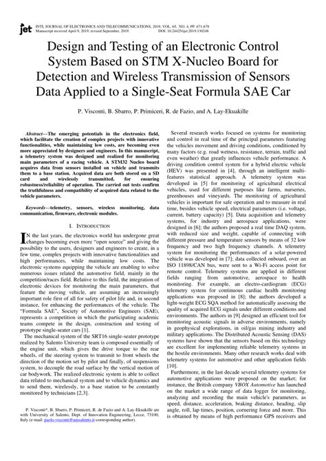 Pdf Design And Testing Of Electronic Control System Based On Stm X Nucleo Board For Detection