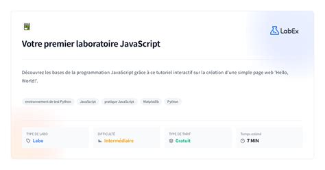 Votre Premier Laboratoire Javascript Apprenez à Coder Labex