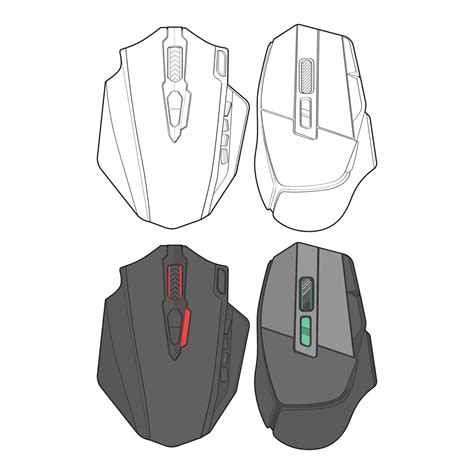 Set Of Coloring Computer Mouse Outline Drawing Vector Computer Mouse In A Sketch Style