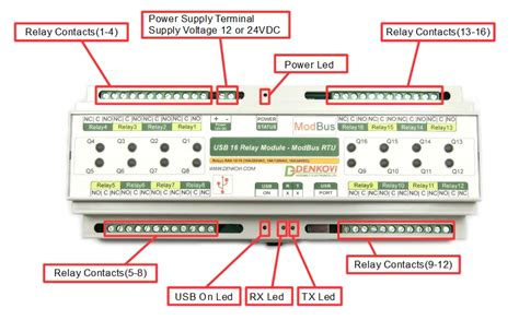 usb 16 relay module modbus rtu timers din rail box denkovi a e ltd