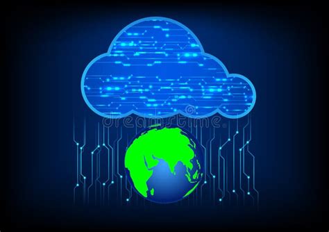 Cloud Computing Concept With Globe And Binary Code On Dark Blue