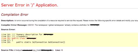 Application Development Cs0101 The Namespace Already Contains A Definition For Xxxxx