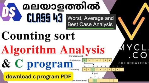 Ds 43 Counting Sort Algorithm Analysis And C Program മലയാളം Countingsort Sorting Youtube