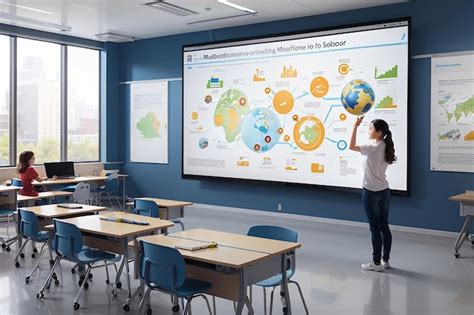 Premium Ai Image The Evolution Of Smartboards Interactive Displays In The Futuristic Classroom