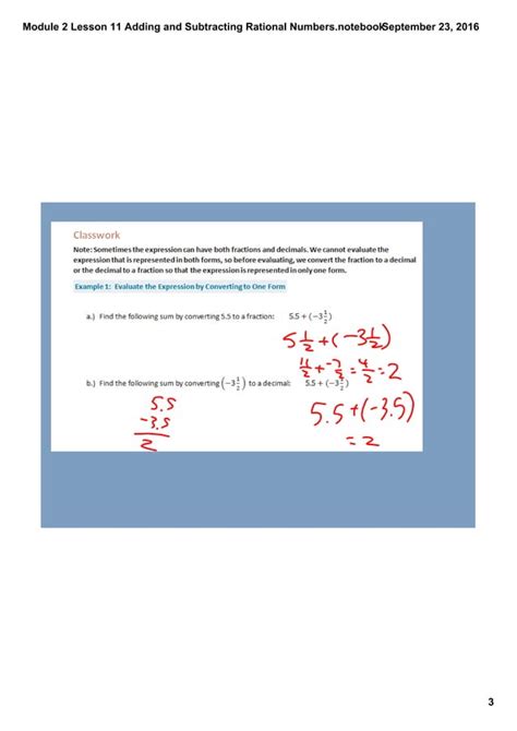 Module 2 Lesson 11 Adding And Subtracting Rational Numbers Pdf