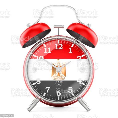 이집트 국기가 있는 알람 시계 흰색 배경에서 격리된 3d 렌더링 0명에 대한 스톡 사진 및 기타 이미지 0명 가능성 교육 Istock