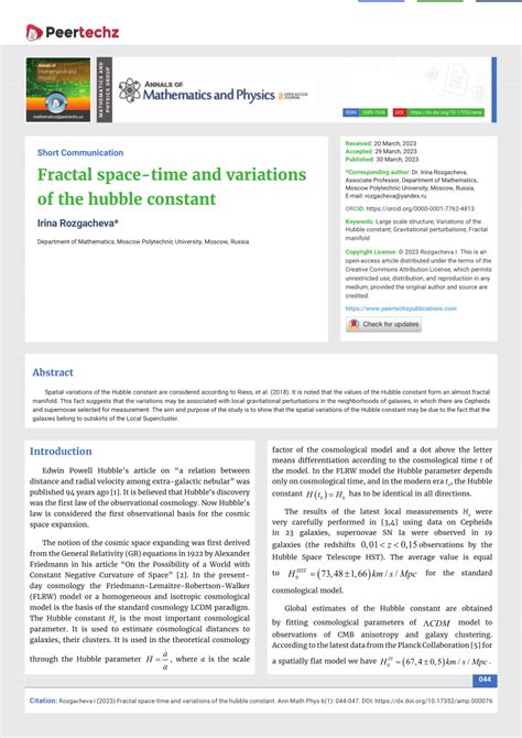 Pdf Fractal Space Time And Variations Of The Hubble Constant