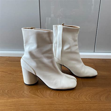 White Leather Tabi Camel Toe Boots Womens Fashion Footwear Boots On