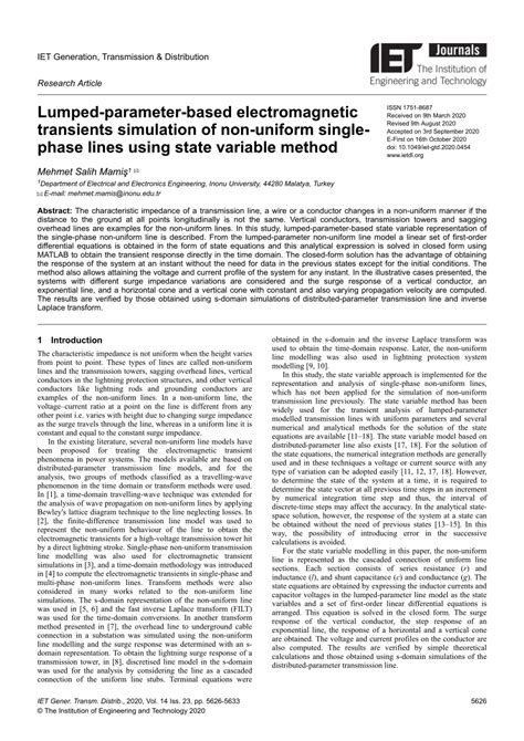 pdf lumped parameter based electromagnetic transients simulation of