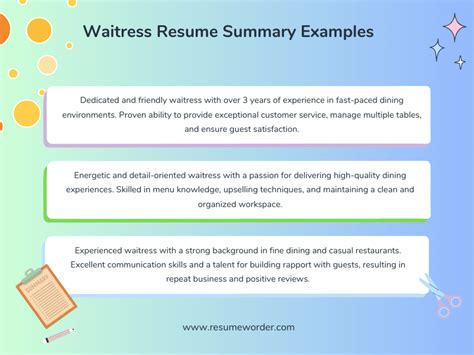 30 Waitress Resume Summary Examples And Samples Resumeworder