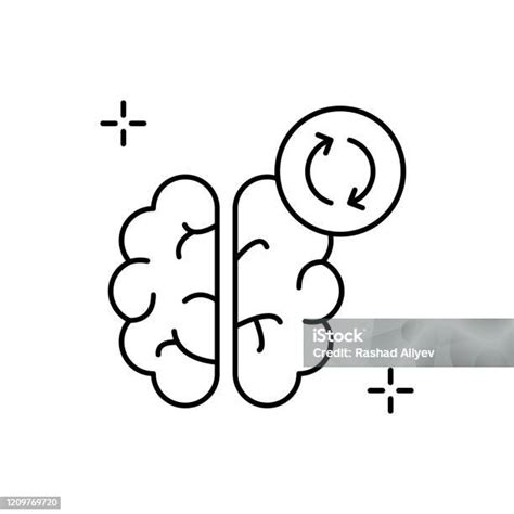 뇌 생각 마리화나 아이콘 Ui 및 Ux 웹 사이트 또는 모바일 응용 프로그램에 대한 중독성 인간의 간단한 라인 개요 벡터 요소 개념에 대한 스톡 벡터 아트 및 기타 이미지