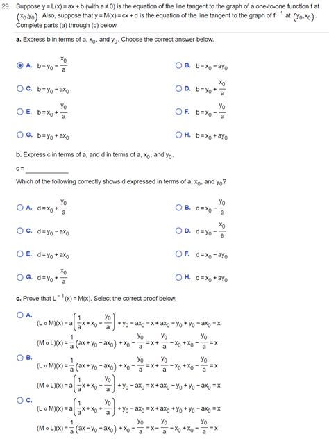 solved 29 suppose y l x ax b with a 0 is the