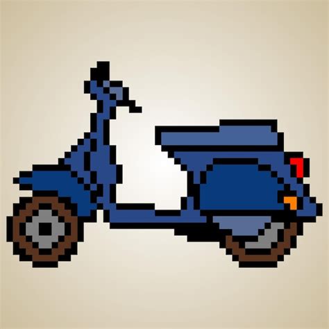 픽셀 아트가 있는 스쿠터 오토바이 벡터 일러스트 레이 션 프리미엄 벡터