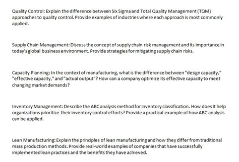 Solved Quality Control Explain The Difference Between Six Chegg