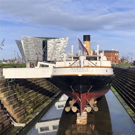 Belfast Cityscape With Titanic Museum And Famous Ship Nomadic Editorial