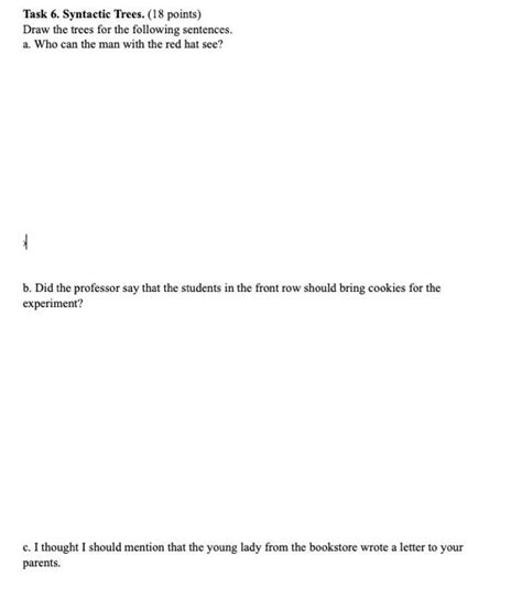 Solved Task Syntactic Trees Points Draw The Trees Chegg