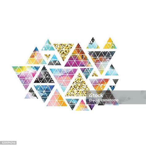 삼각형 공간 설계 추상적임 워터컬러 장식 0명에 대한 스톡 벡터 아트 및 기타 이미지 0명 기하 도형 다중 색상 Istock