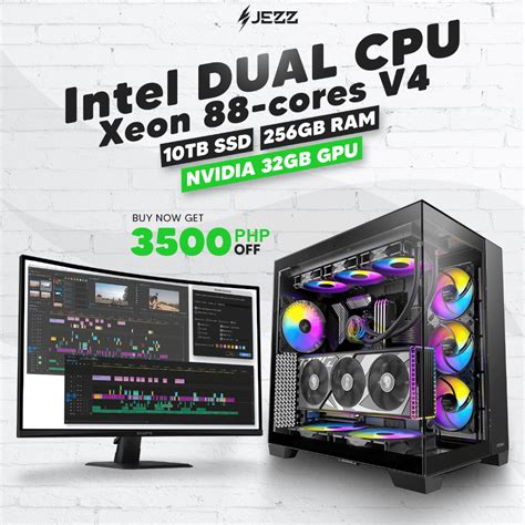 2 Cpu In 1 88 Core Workstation Pc 3 6ghz 256gb Ram 9tb Ssd High Performance For
