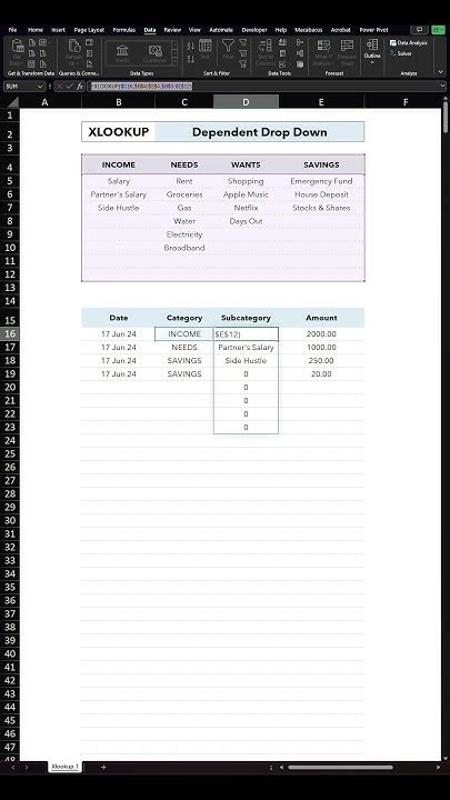 dependent drop down list in excel using xlookup exceltips xlookup exceltricks exceltutorial