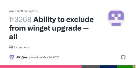 Ability To Exclude From Winget Upgrade All · Issue 3268 · Microsoftwinget Cli · Github