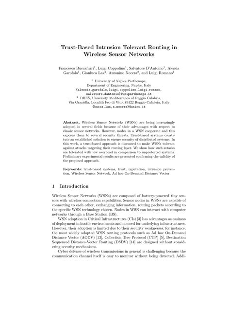 Pdf Trust Based Intrusion Tolerant Routing In Wireless Sensor Networks