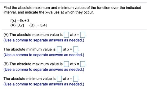 Solved Find The Absolute Maximum And Minimum Values Of The Chegg