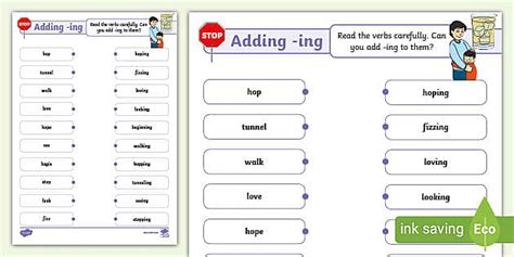 Adding Ing Worksheet