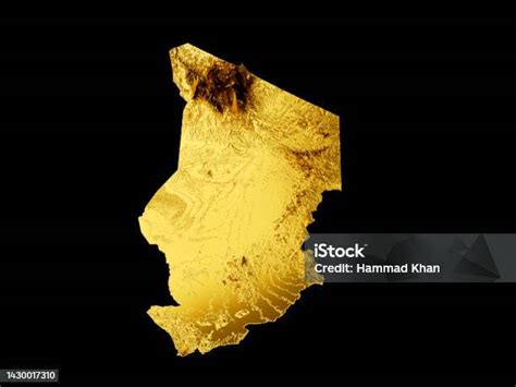 차드 지도 황금 금속 컬러 높이 지도 배경 3d 그림 0명에 대한 스톡 사진 및 기타 이미지 0명 3차원 형태 8월 Istock