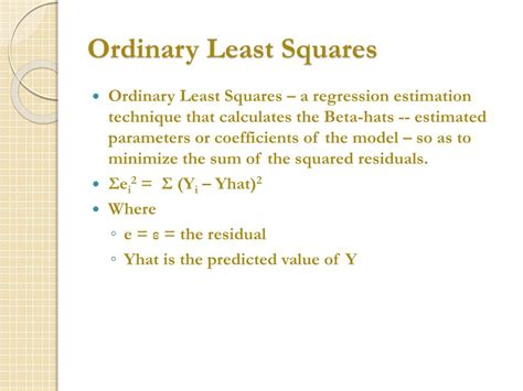 Ppt Ordinary Least Squares Powerpoint Presentation Free Download Id2023608