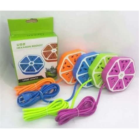 Hexagon Extension Cord With Multi Sockets 4 USB Ports Multiple Universal Socket Power Outlet